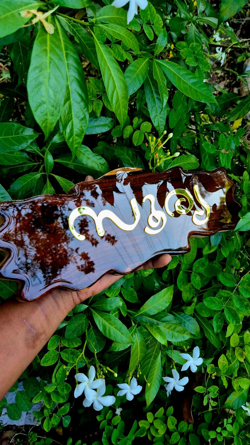 Custom Wood & Epoxy Name Boards | Home & Office Signage